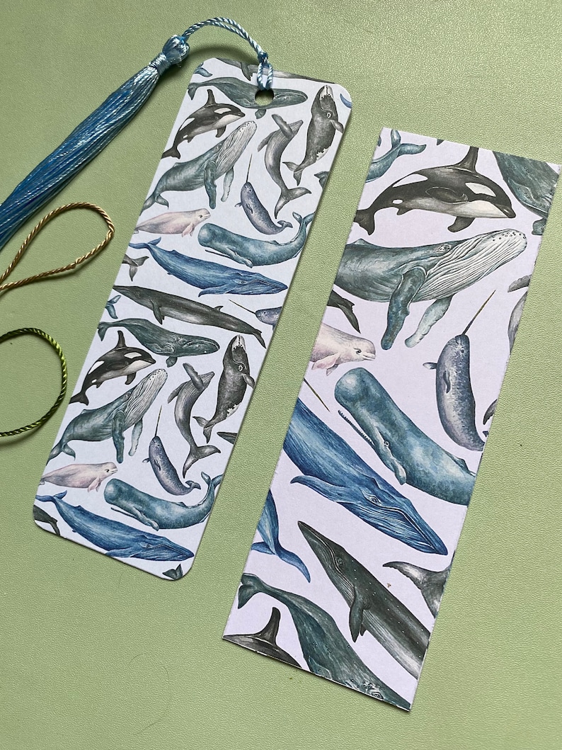 Whales Watercolour Bookmark, Handmade Whales of the World Bookmark ...
