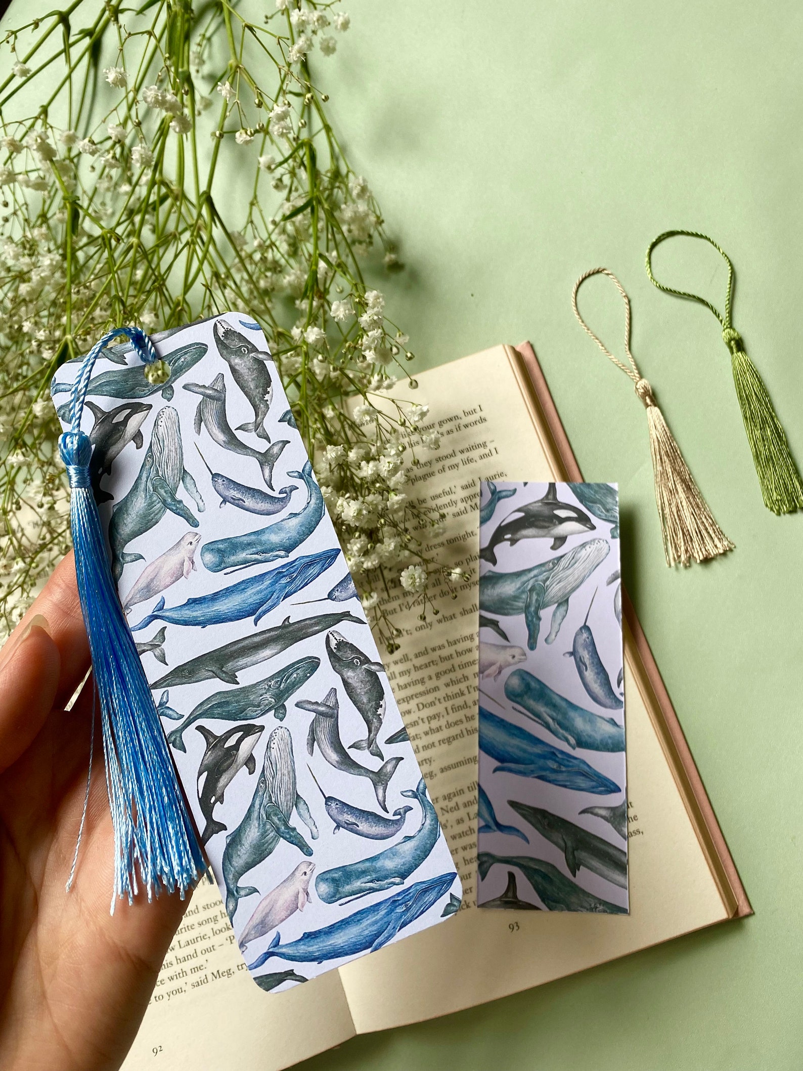 Whales Watercolour Bookmark, Handmade Whales of the World Bookmark ...