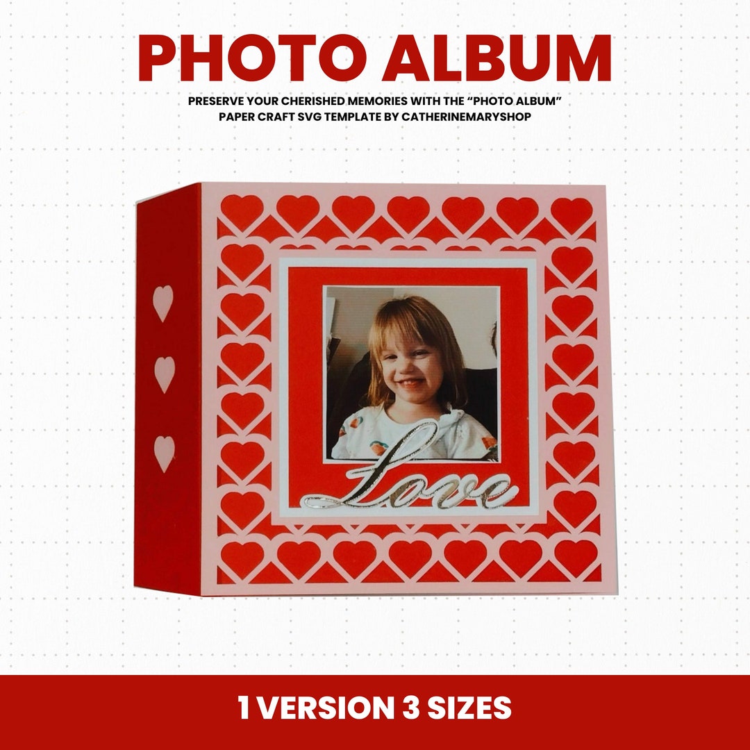 Printable 3D Hearts Photo Album SVG Template, DIY Paper Craft, Photo ...