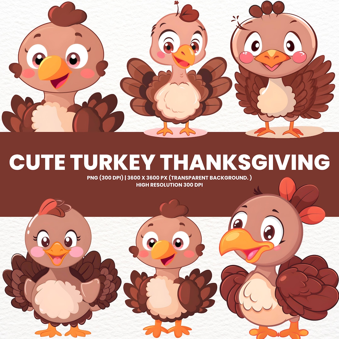 Cute Turkey Clipart, Thanksgiving Clipart, Baby Turkey Clipart, Funny ...