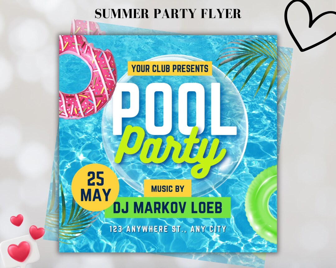 Pool Party Flyer, Wet and Wild Pool Party Flyer, Summer Beach Party ...