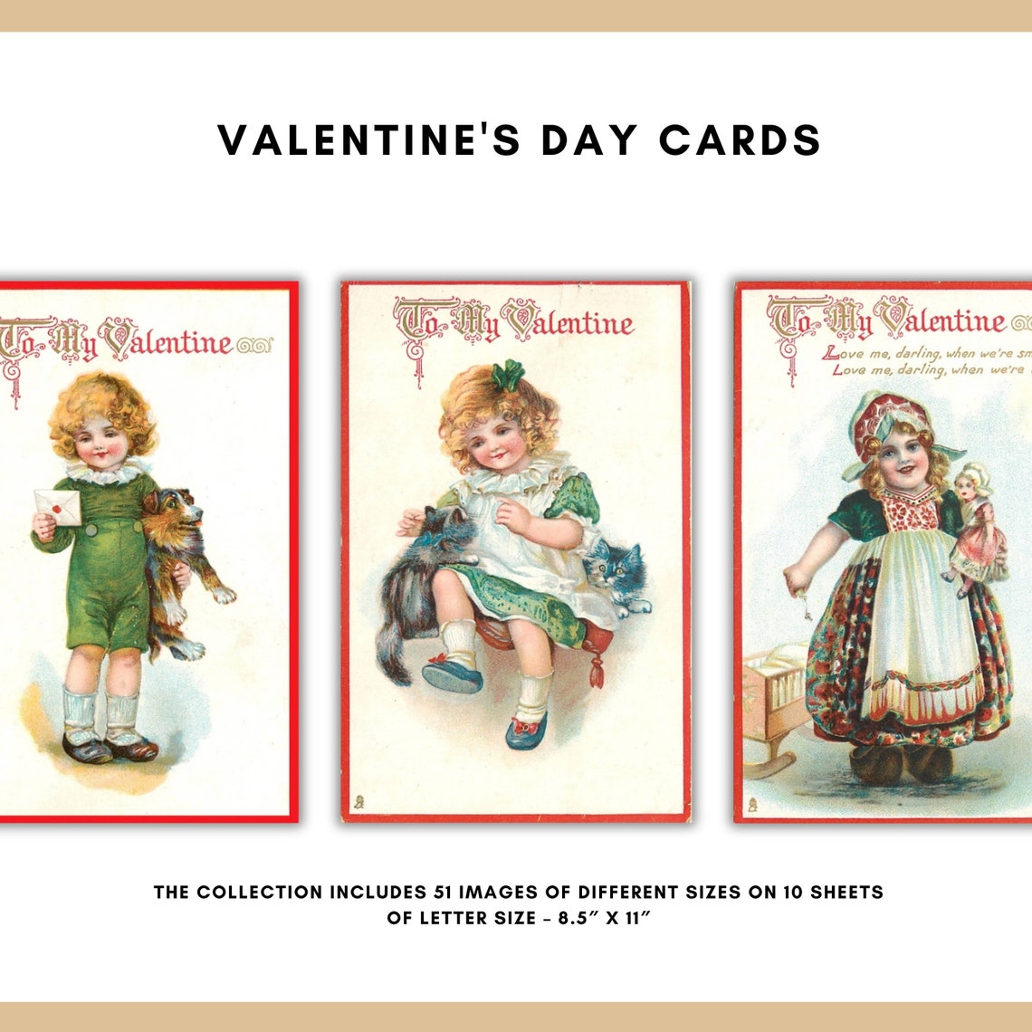Printable Vintage Victorian Valentine's Day Cards, Valentine's Day Card ...