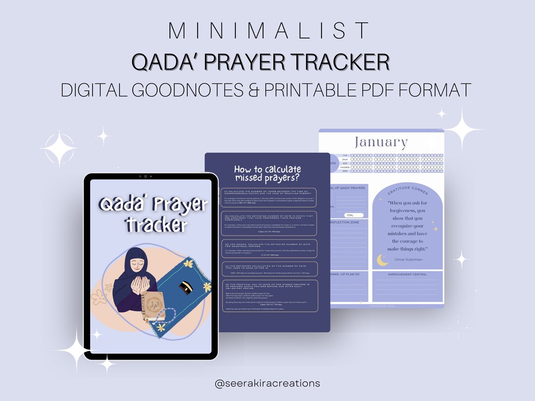 Minimalist Qada Prayer Tracker in Purple Digital Goodnotes - Etsy