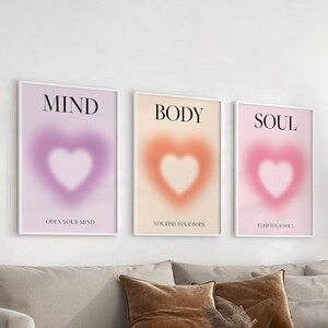 Mind Body Soul Aura Poster 3 Piece Wall Art Aura Energy Heart - Etsy