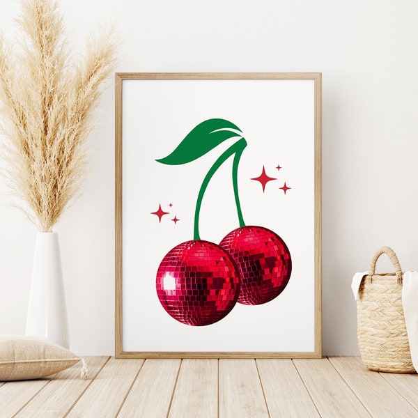Disco Ball Cherries Wall Art - Etsy