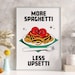 Spaghetti Wall Print,retro Kitchen Wall Decor,spaghetti Poster,digital ...