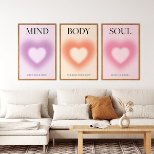 Mind Body Soul Aura Poster 3 Piece Wall Art Aura Energy Heart - Etsy