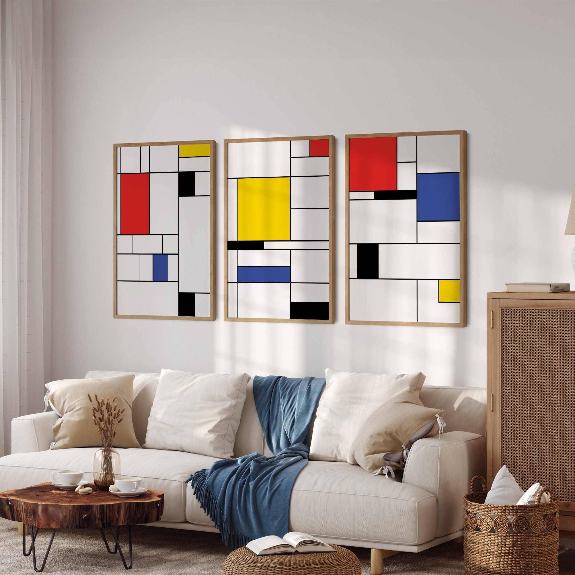 Set of 3 Piet Mondrian Print, Geometric Wall Set, Piet Mondrian, Modern ...