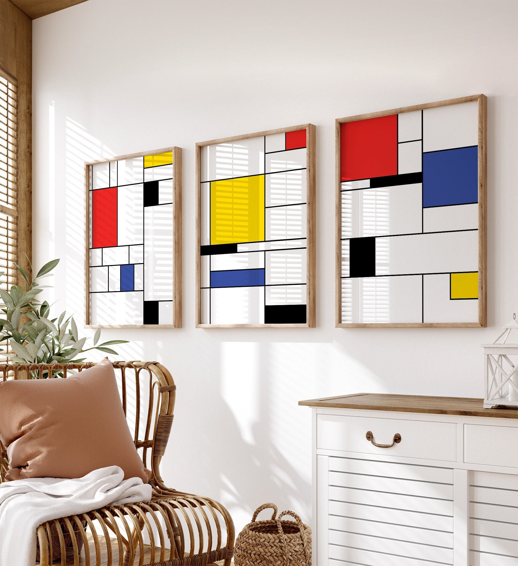 Set of 3 Piet Mondrian Print, Geometric Wall Set, Piet Mondrian, Modern ...