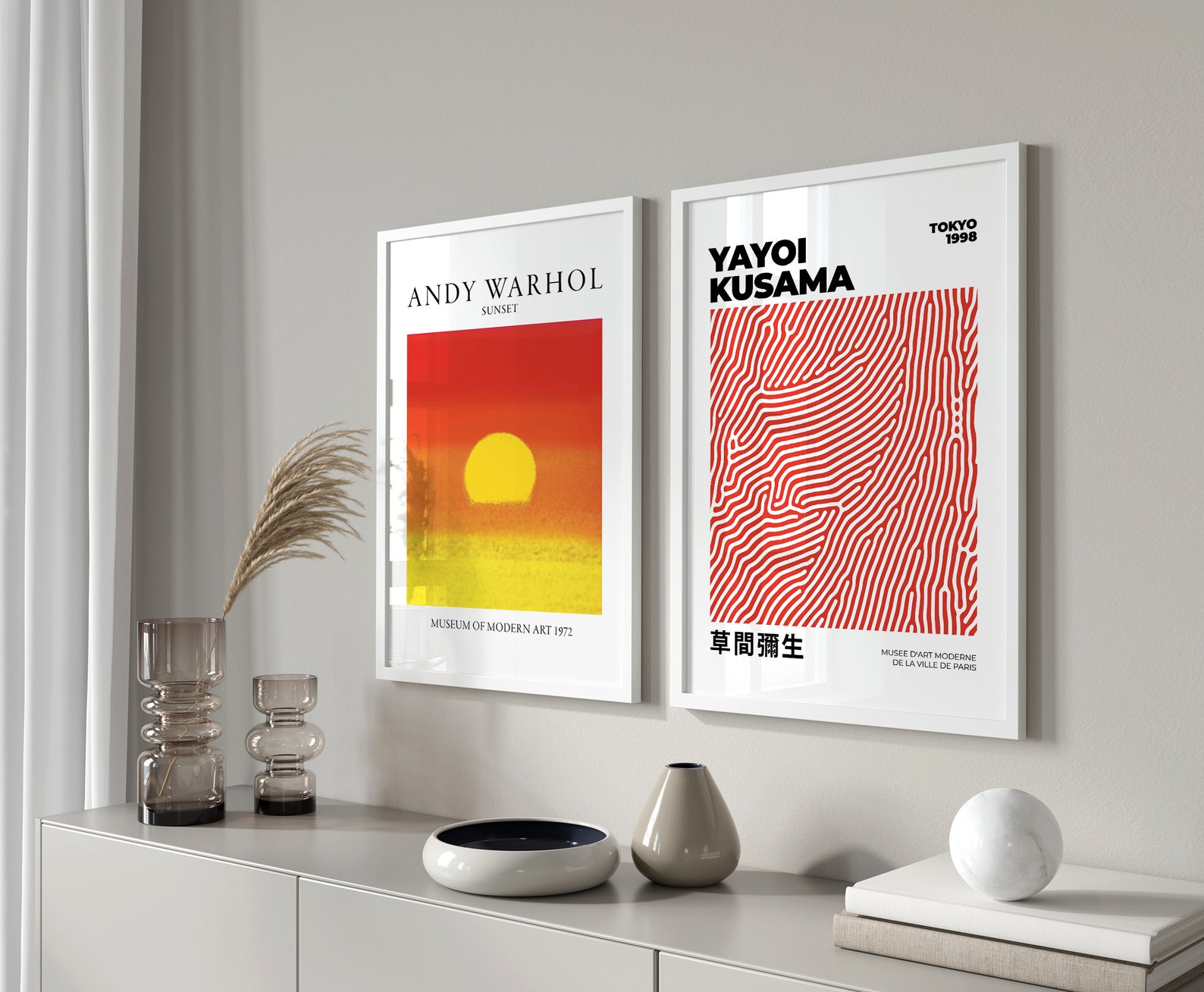 Gallery Wall Set of 3,yayoi Kusama Print,andy Warhol Print,printable ...