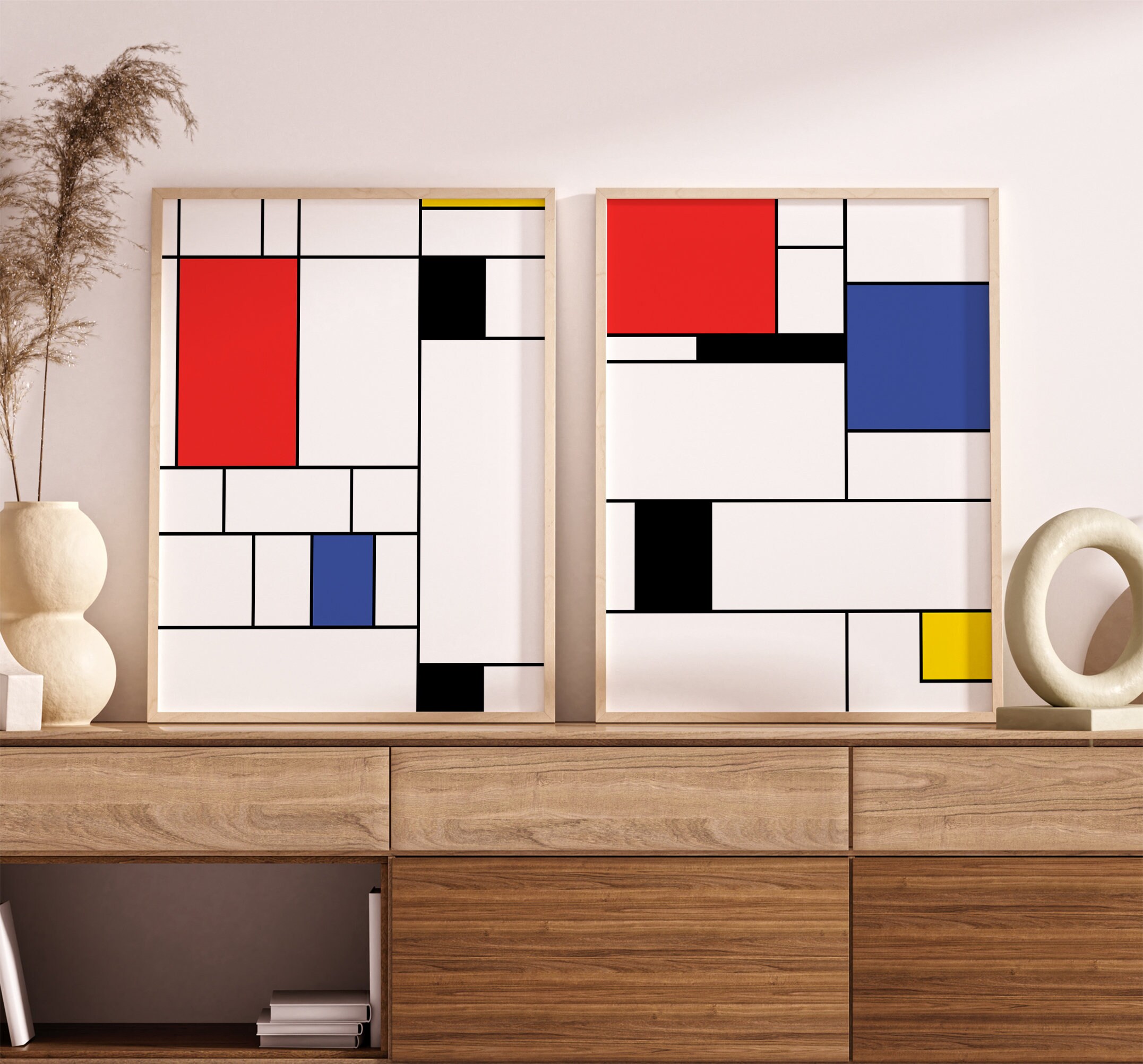 Set of 3 Piet Mondrian Print, Geometric Wall Set, Piet Mondrian, Modern ...