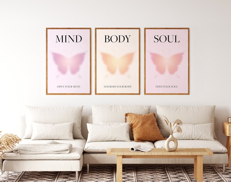 Mind Body Soul Aura Poster 3 Piece Wall Art, Aura Energy Spiritual ...