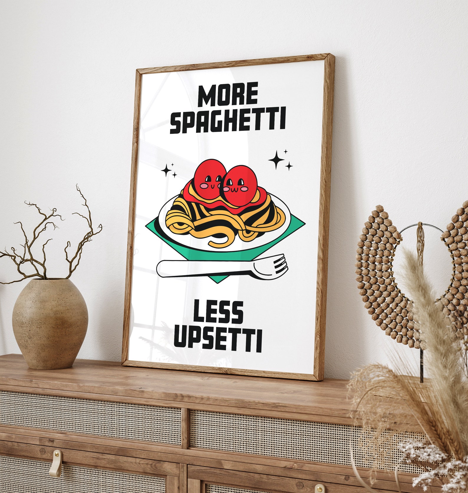 Spaghetti Wall Print,retro Kitchen Wall Decor,spaghetti Poster,digital ...
