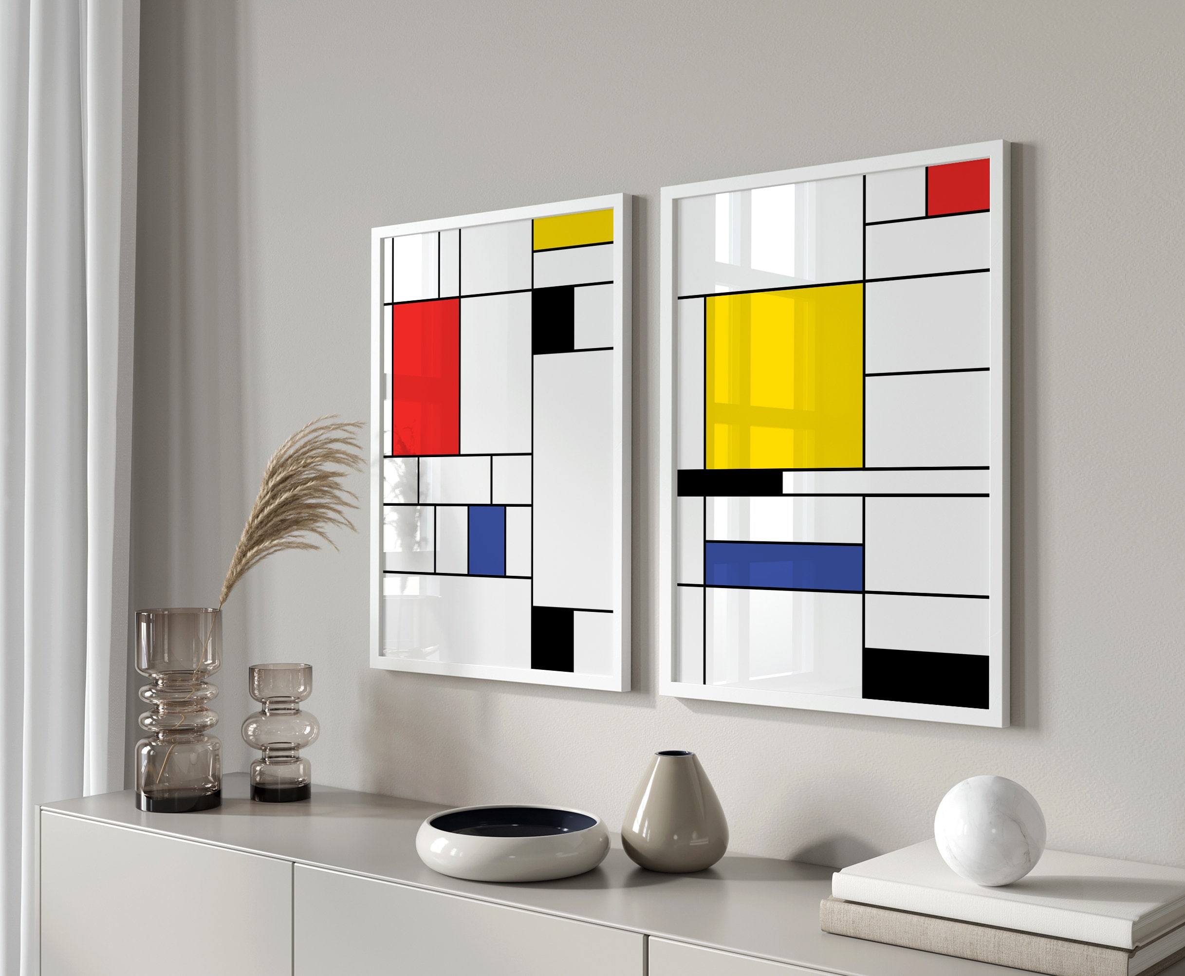 Set of 3 Piet Mondrian Print, Geometric Wall Set, Piet Mondrian, Modern ...