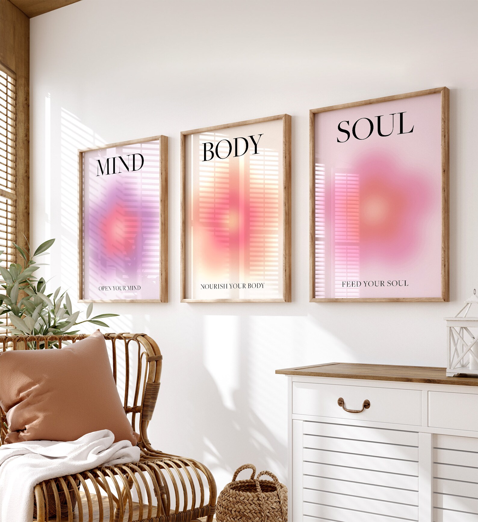 Mind Body Soul Aura Poster 3 Piece Wall Art, Aura Energy Spiritual ...
