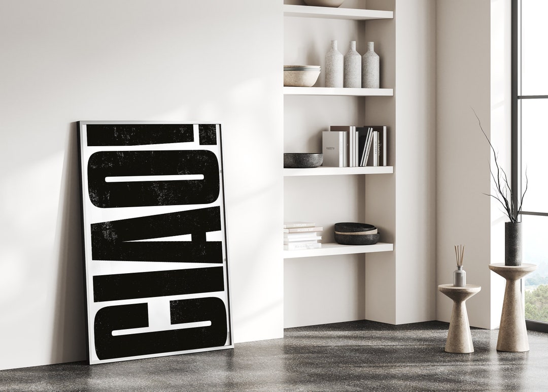 Retro Typography Poster,vintage Poster,ciao Print,monochrome Wall Art ...