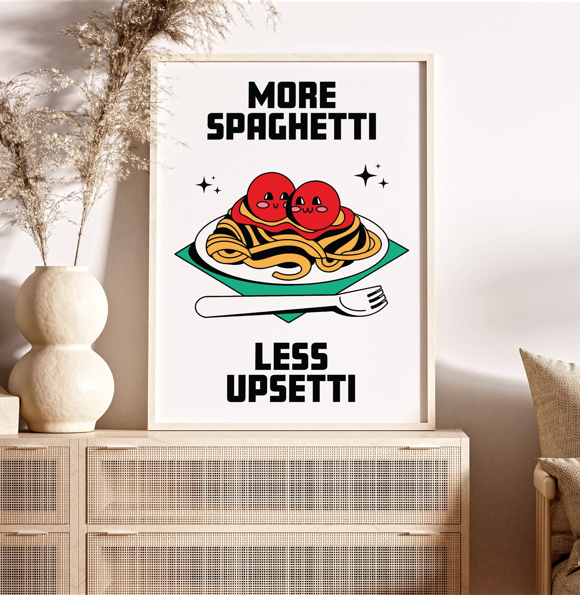 Spaghetti Wall Print,retro Kitchen Wall Decor,spaghetti Poster,digital ...