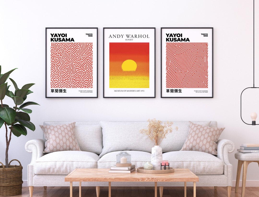 Gallery Wall Set of 3,yayoi Kusama Print,andy Warhol Print,printable ...