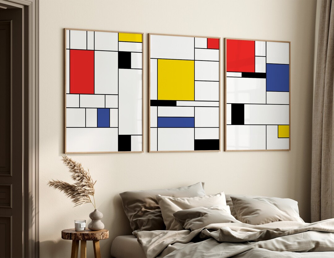 Set of 3 Piet Mondrian Print, Geometric Wall Set, Piet Mondrian, Modern ...