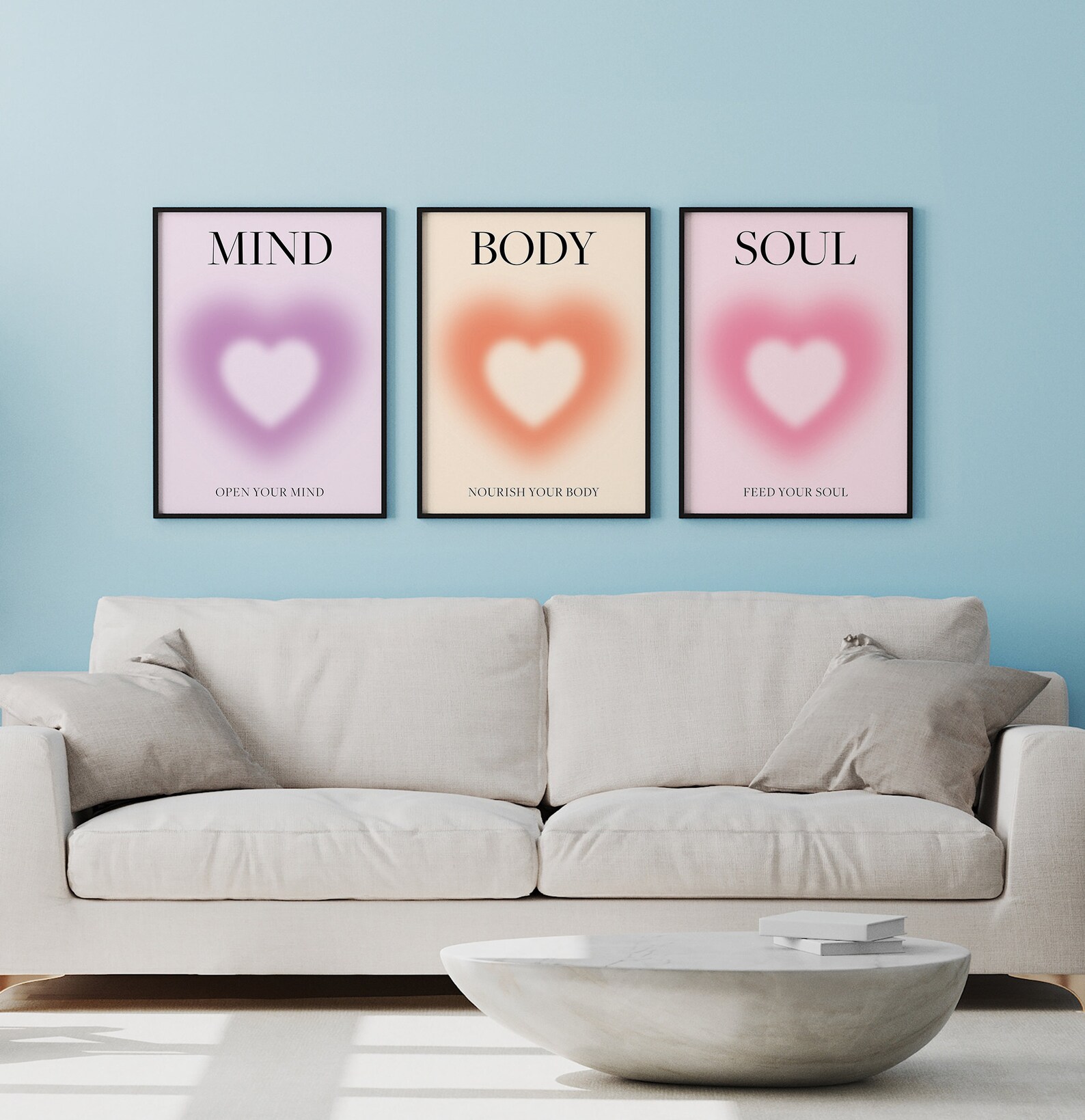 Mind Body Soul Aura Poster 3 Piece Wall Art Aura Energy Heart - Etsy