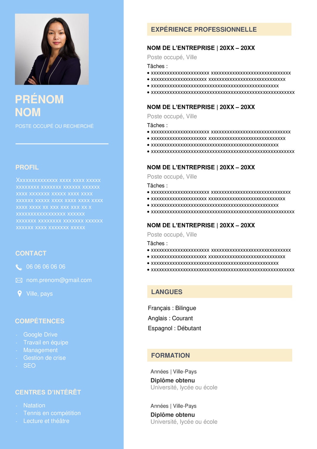Ready-to-fill CV Template: Simplify Your Job Search - Etsy