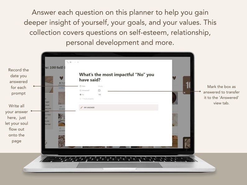 Self-reflection Journal Prompts Notion Planner Notion - Etsy UK