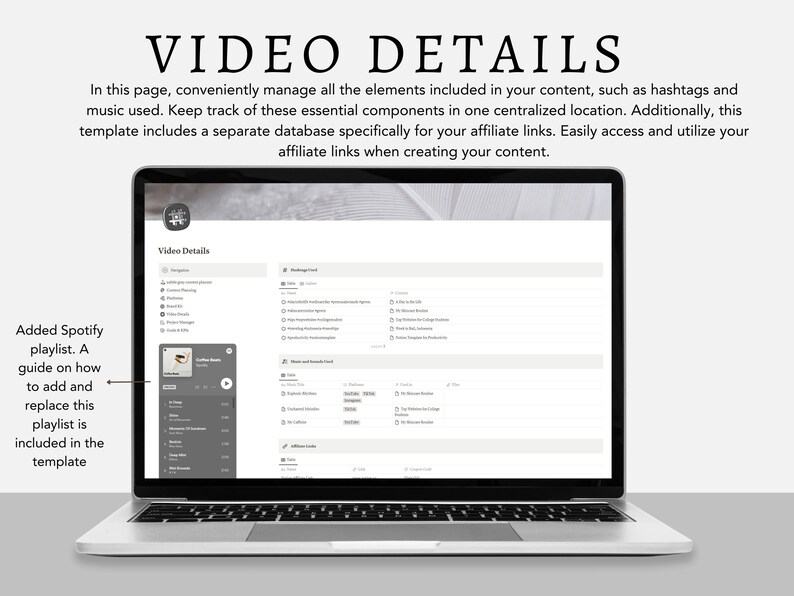 PLR Social Media Planner Notion Template Gray Content - Etsy
