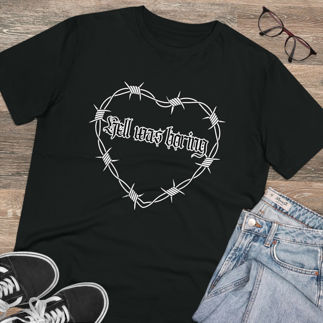 Hell Was Boring T-shirt | Black Goth Shirt | E-girl Tshirt | Harajuku ...