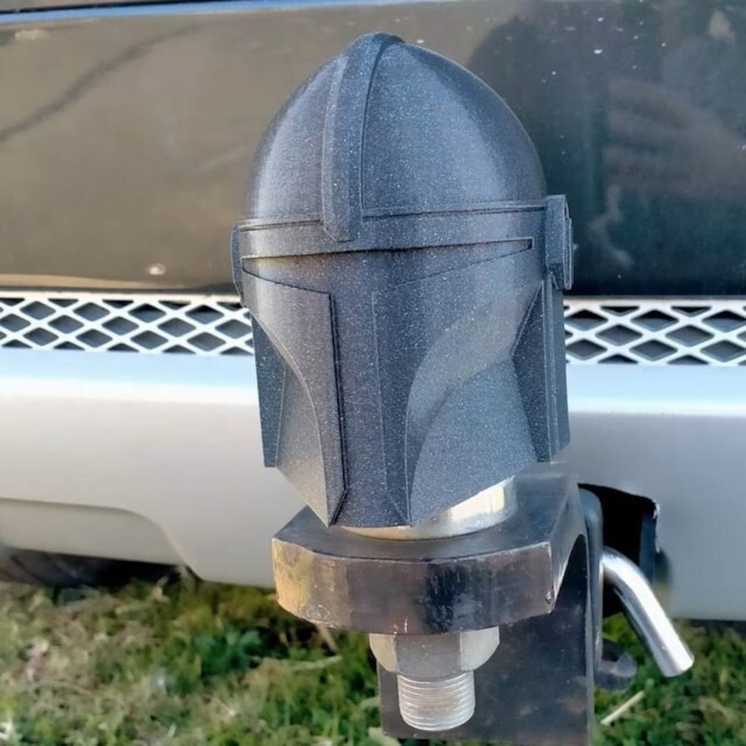 Mandalorian Helmet, Tow Hook Cap / Hitch Cover. Made of Black Galaxy ...