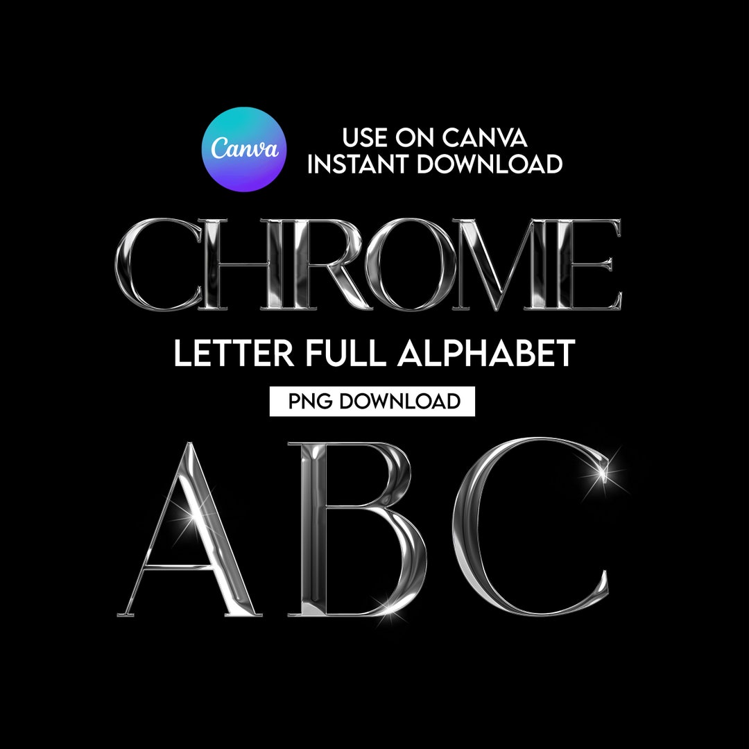 Silver Chrome Full Alphabet Font Instant Download PNG for - Etsy Australia