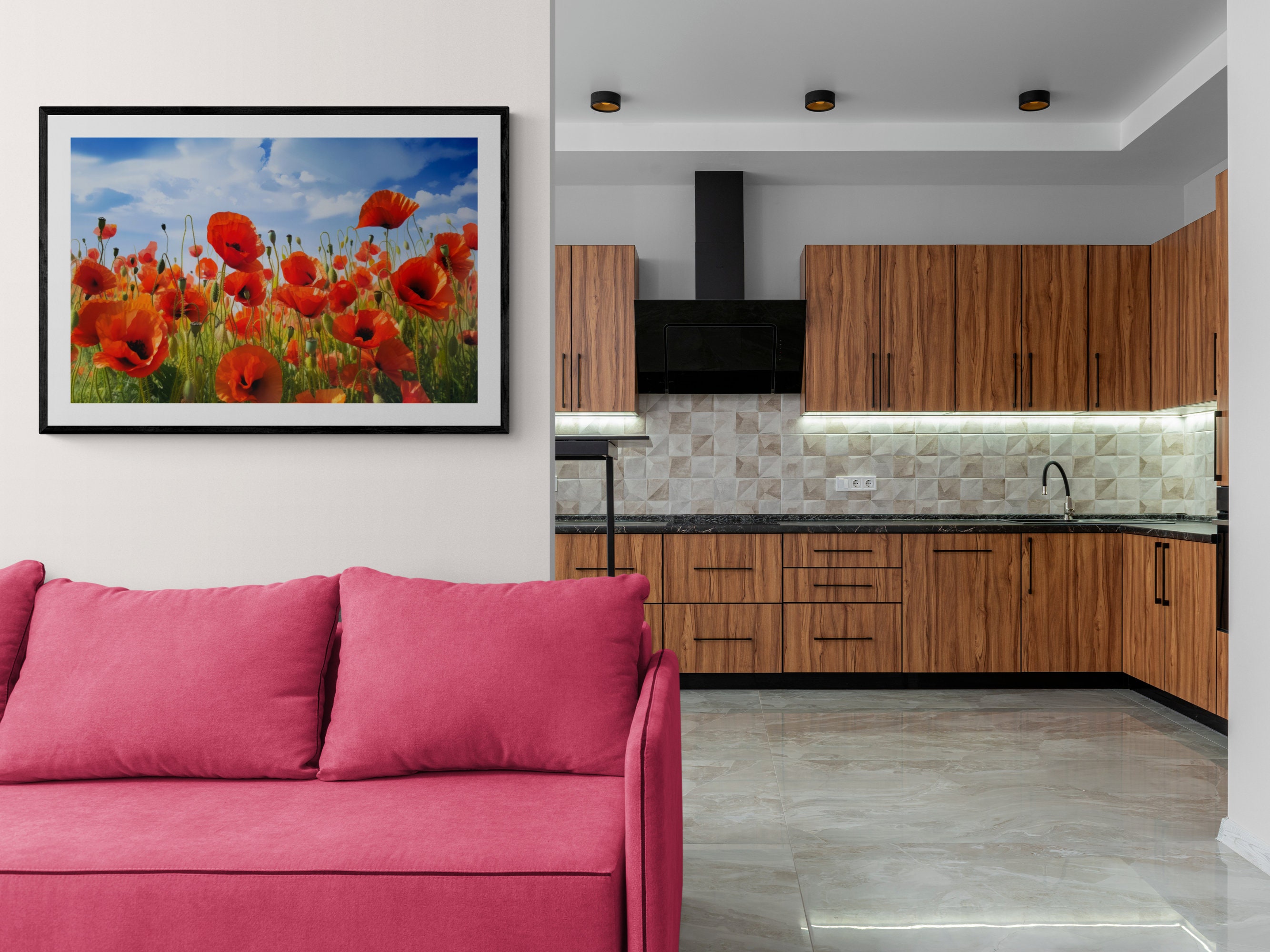 Poppy Wall Art, Digital Poppy Print, PRINTABLE Poppy Landscape, Summer ...