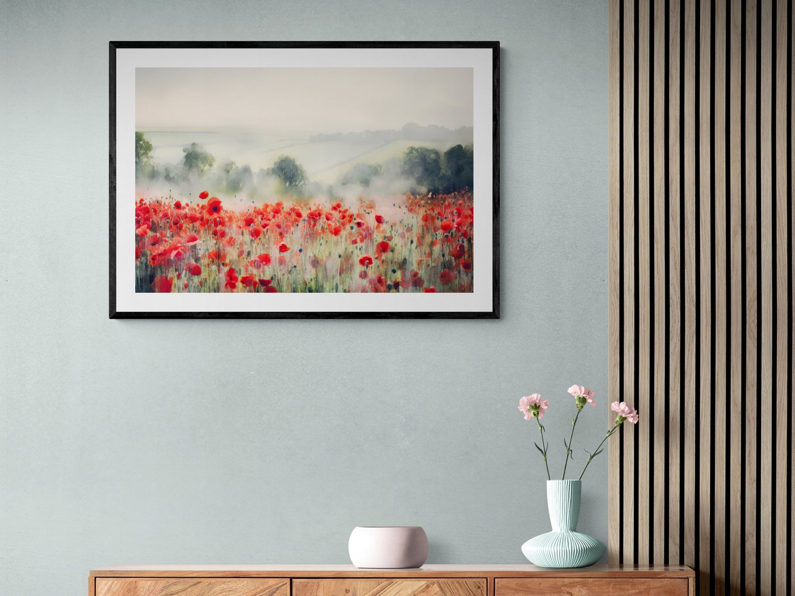 Poppy Digital Landscape Watercolour Style Poppy Field Red - Etsy