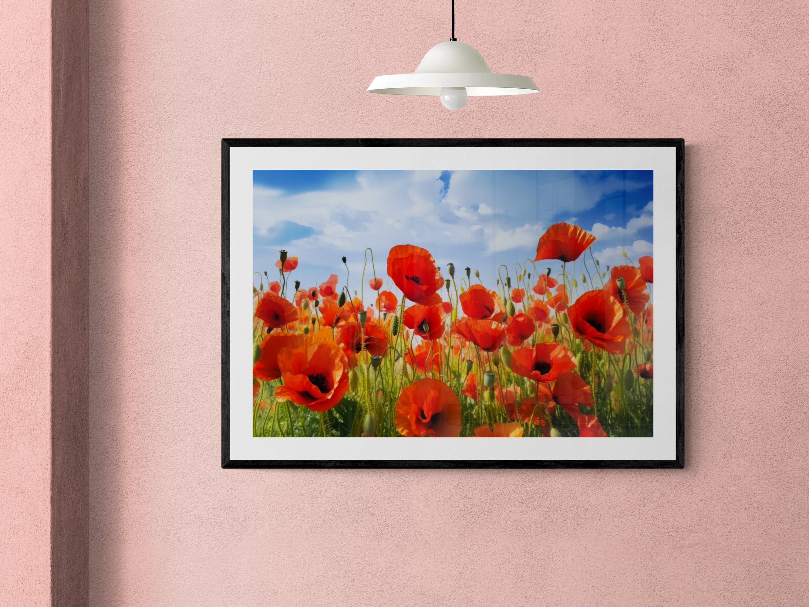 Poppy Wall Art, Digital Poppy Print, PRINTABLE Poppy Landscape, Summer ...