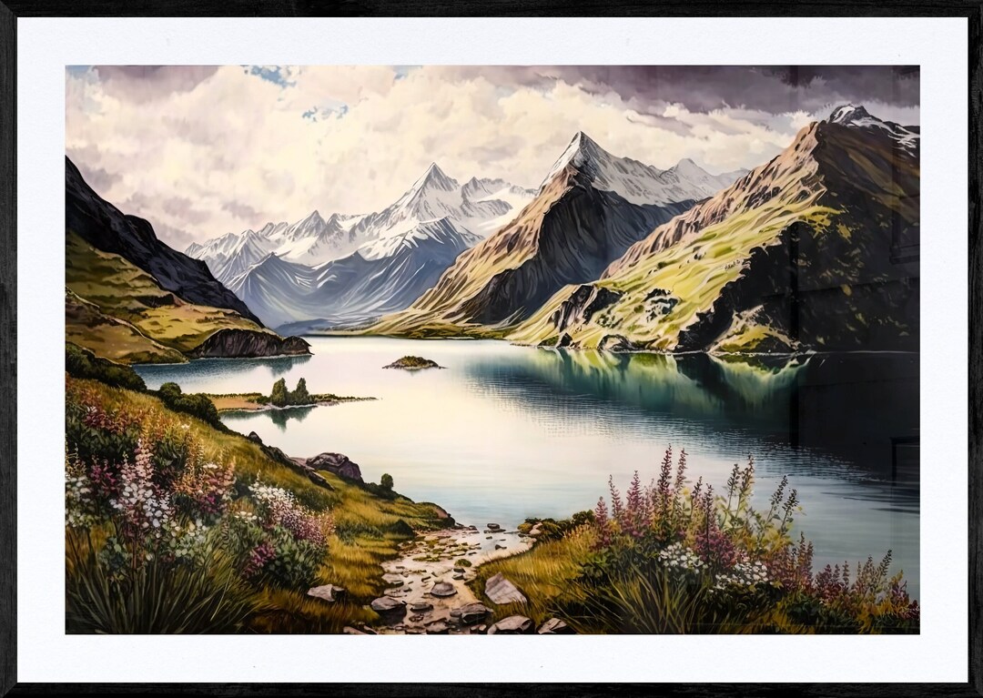 PRINTABLE DIGITAL LAKE, Watercolour Style, Natural Landscape, Digital ...