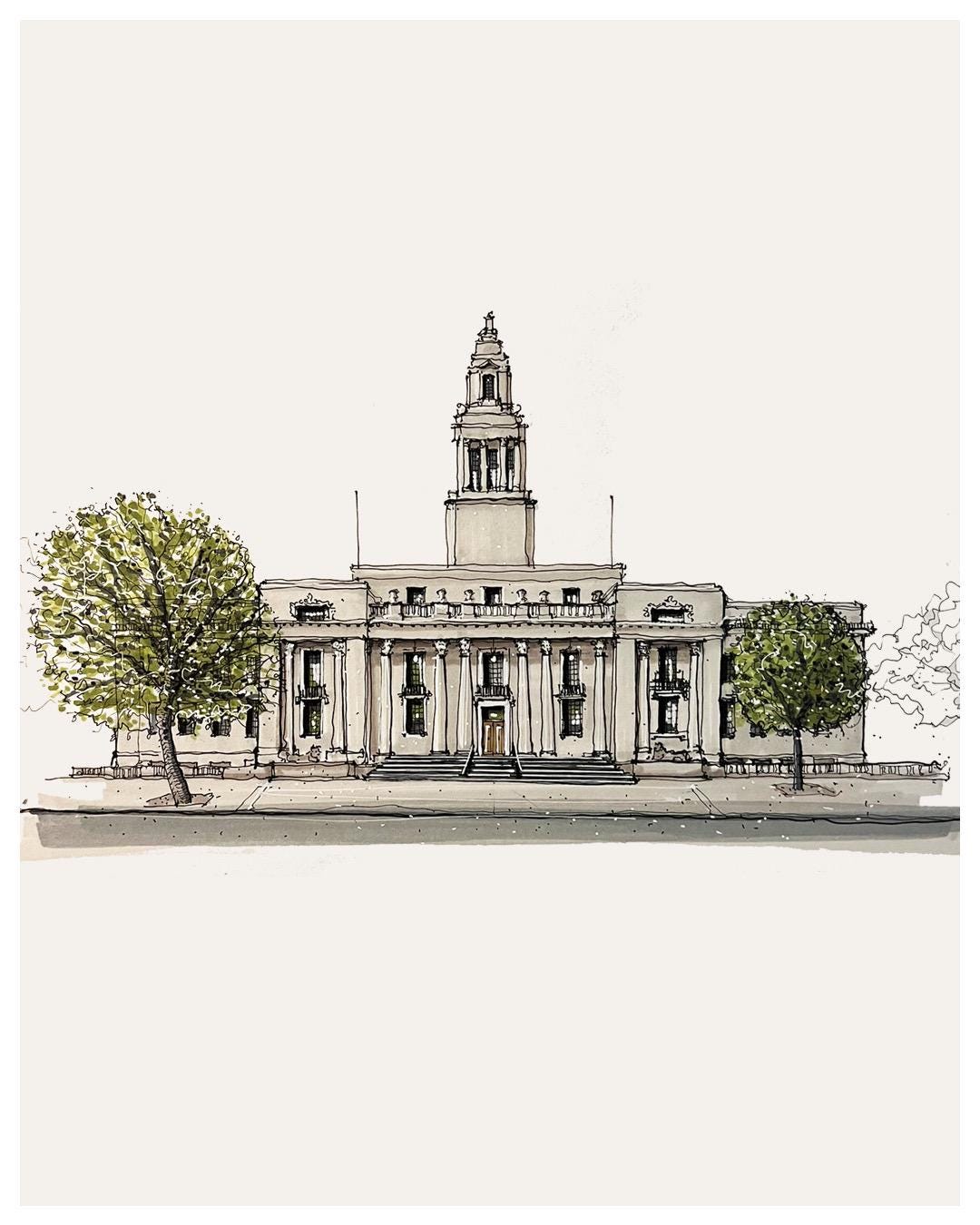 Custom Wedding Venue Ink Drawing: Hand-drawn Bespoke Illustration - Etsy