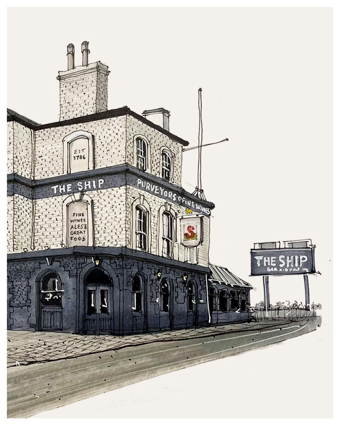 The Ship Pub - Wandsworth - Drawing Print - (unframed) Colour ...