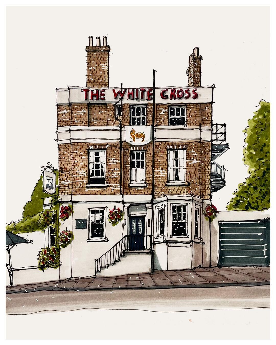 The White Cross Pub - Richmond - Drawing Print - (unframed) Colour ...