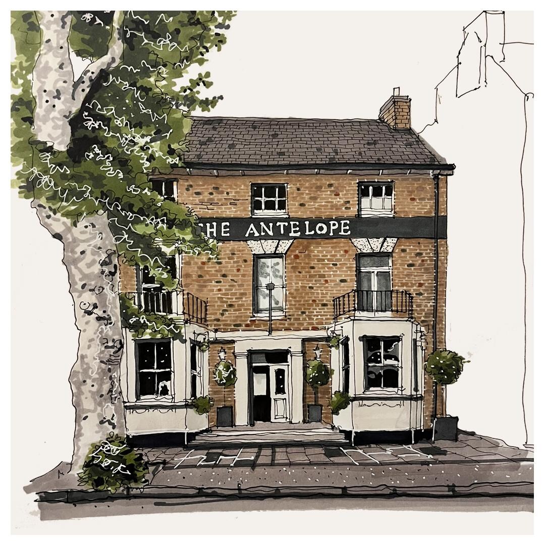 The Antelope Pub - Surbiton - Drawing Print - (unframed) Colour ...