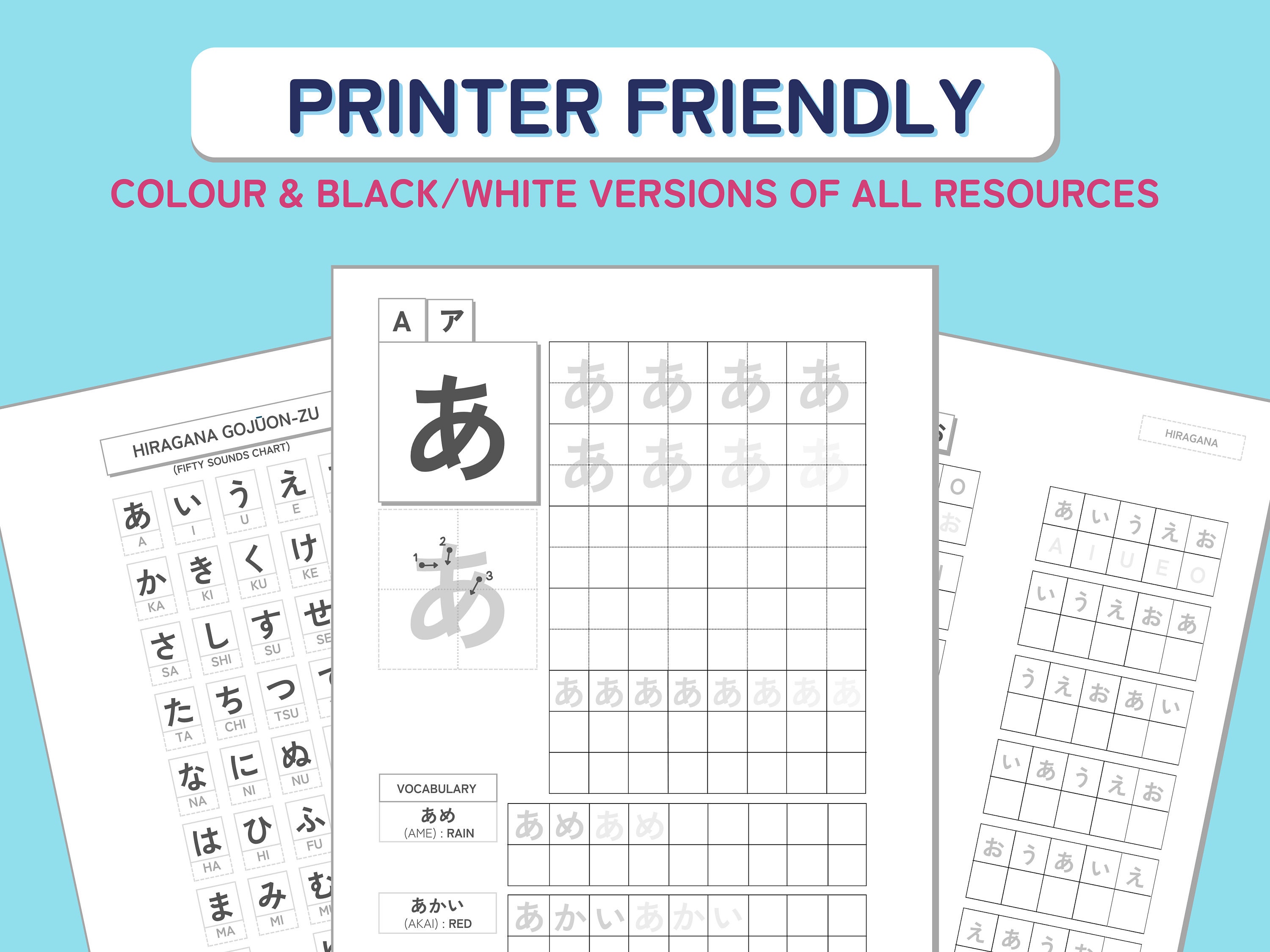Complete Japanese Hiragana Workbook - Digital & Printable - Learn and ...