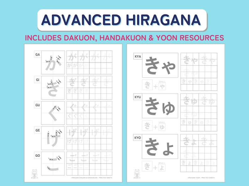 Hiragana Practice Worksheets - Digital & Printable - Bonus Hiragana ...