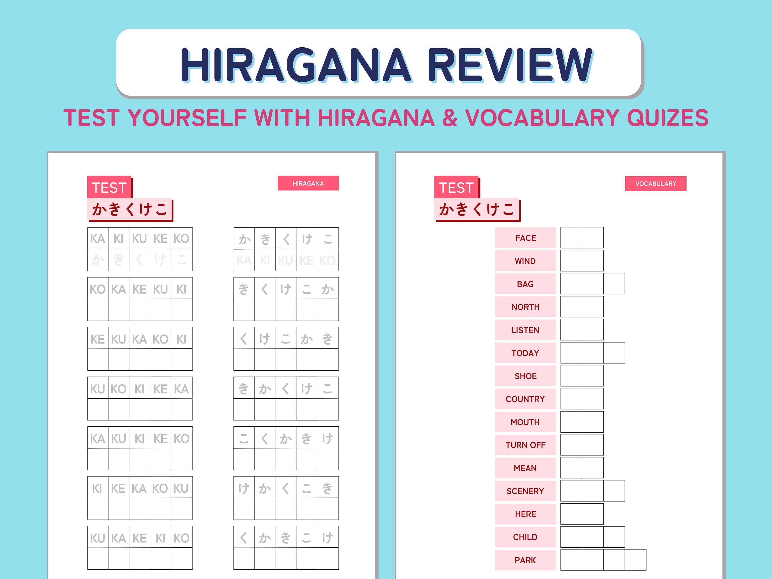 Complete Japanese Hiragana Workbook - Digital & Printable - Learn and ...