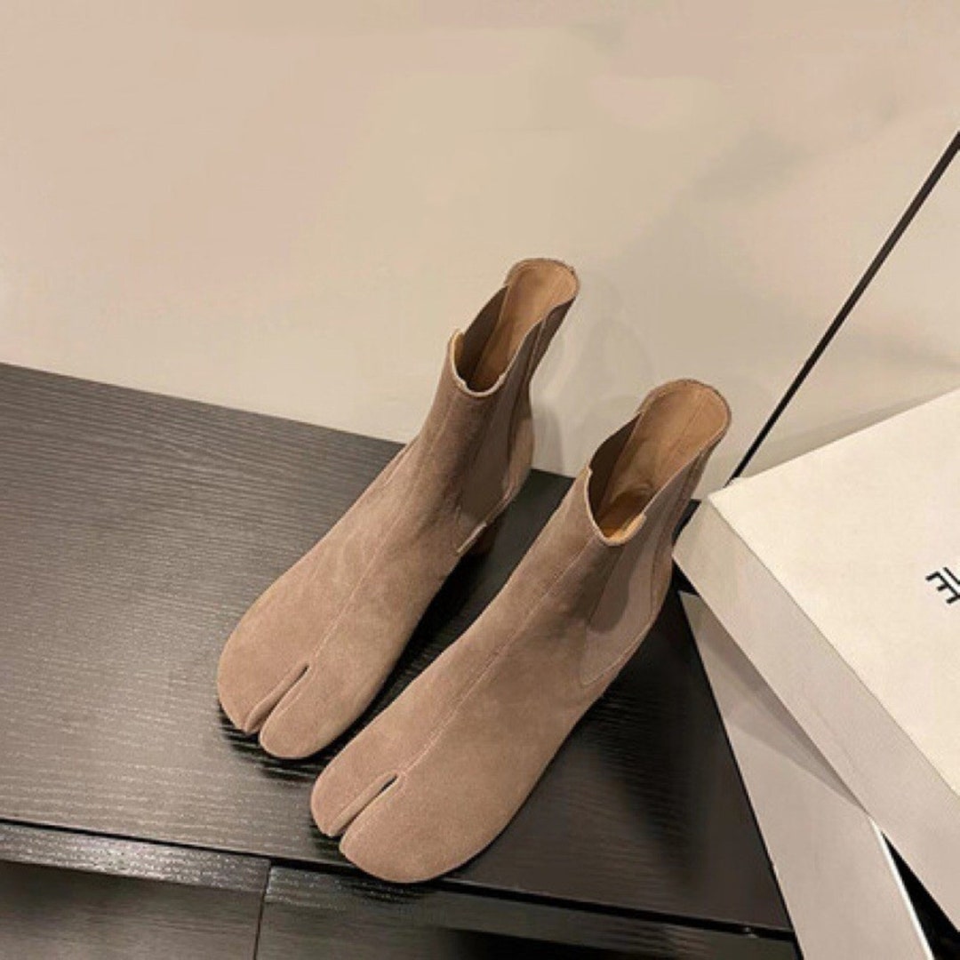 Tabi Split Toe Matte Boots Women's Genuine Matte Leather - Etsy