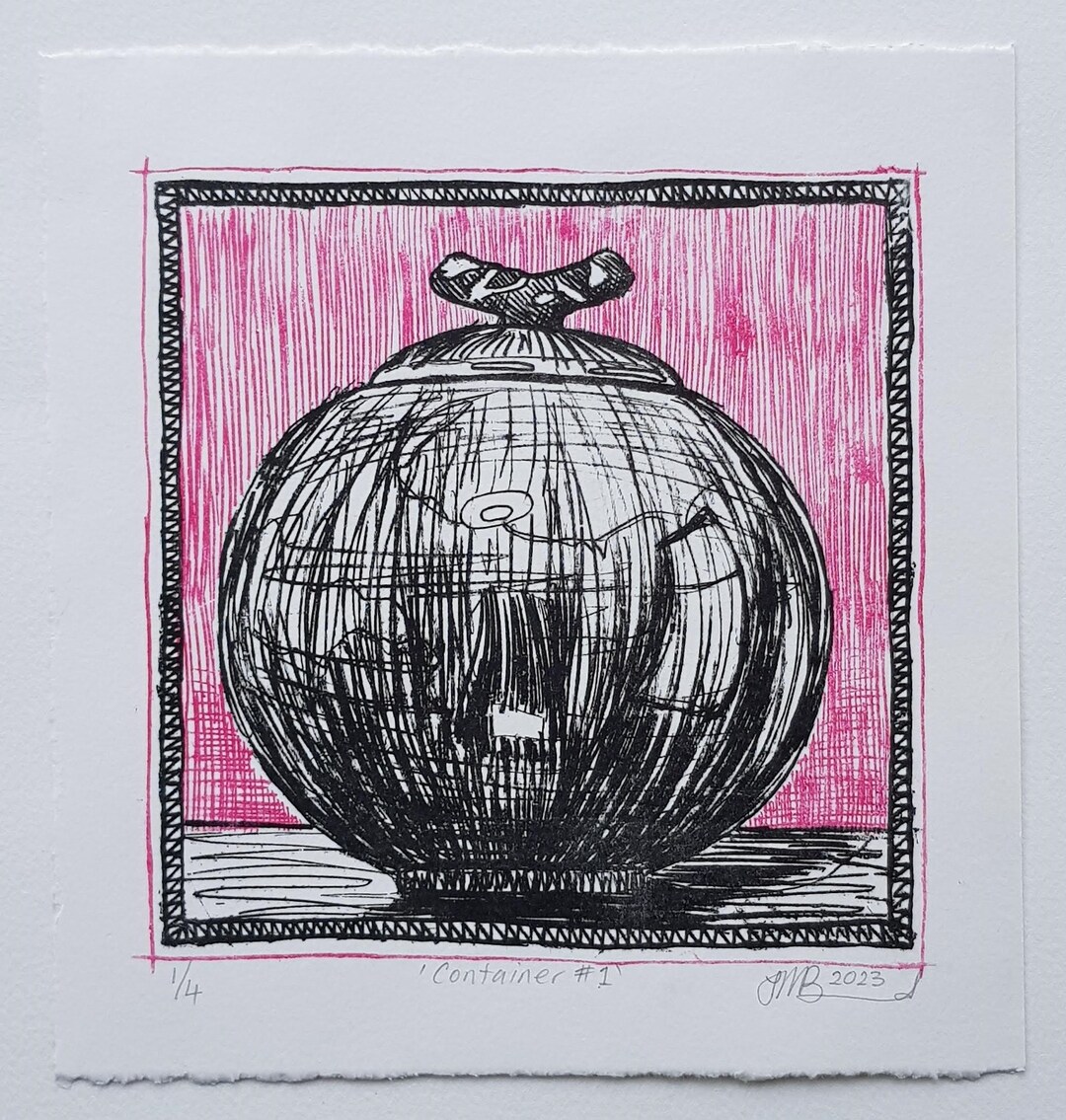 Container 1 Tea Caddy Kitchen Lithography Litho Original Handprinted ...