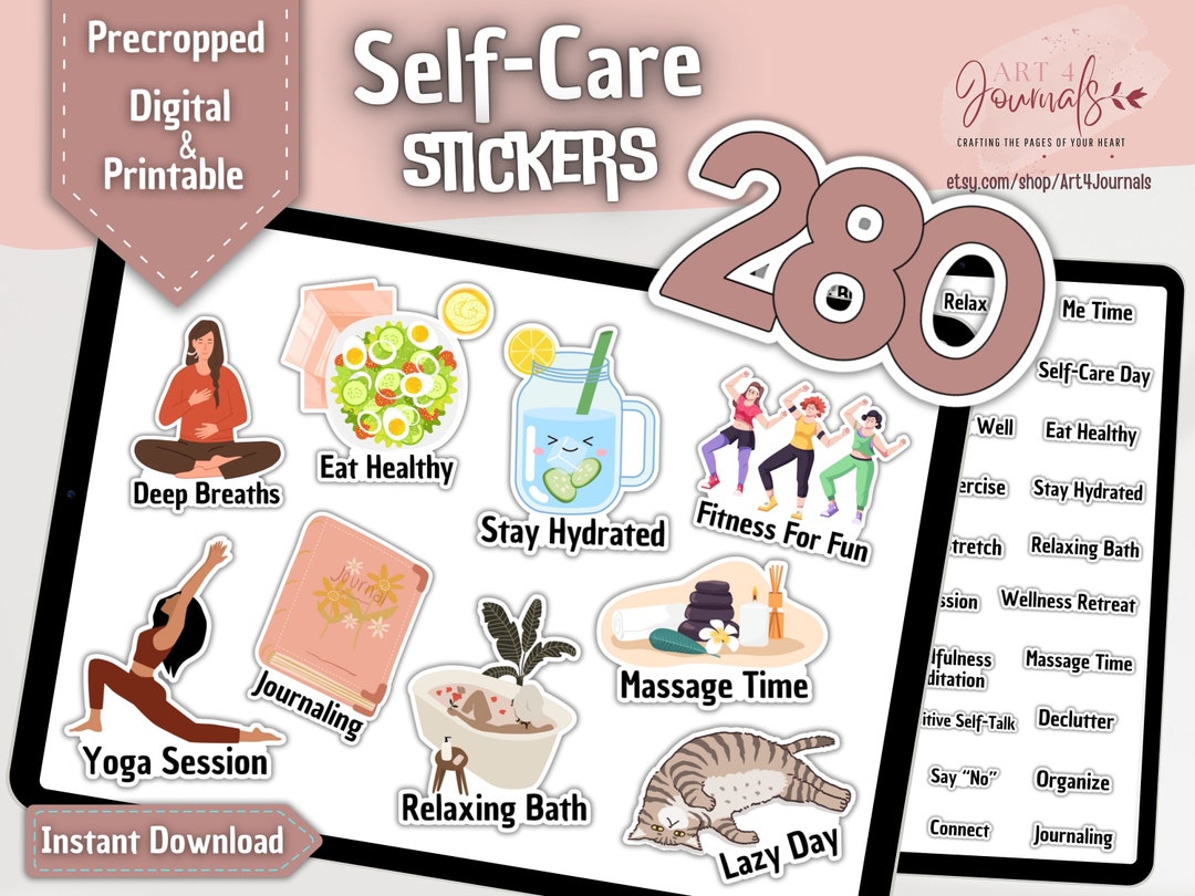 280 SELF-CARE Stickers for Goodnotes, Notability, Xodo, Etc | Self-care ...