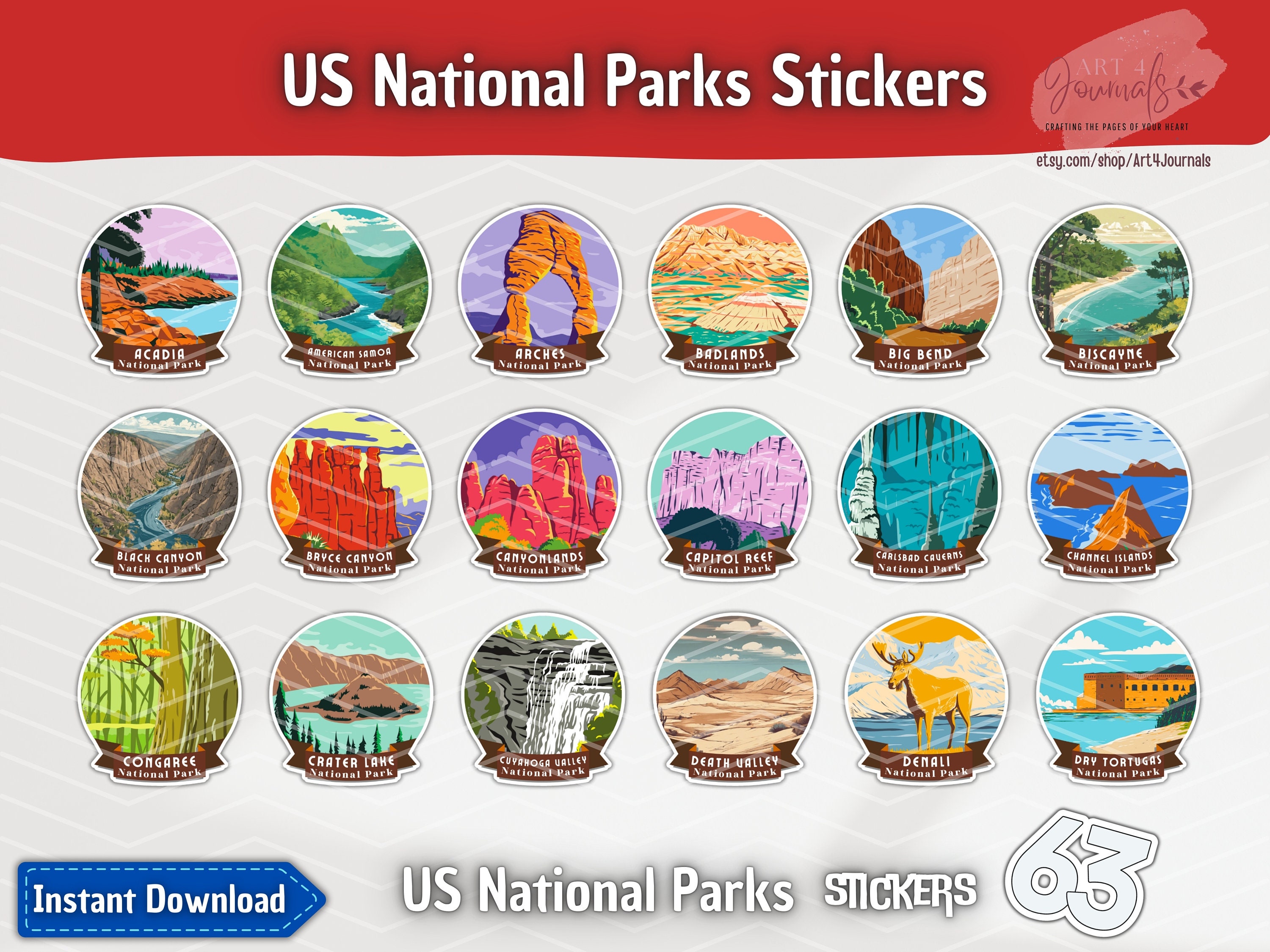 63 USA National Parks Stickers | Travel, Adventure, Hiking | for ...
