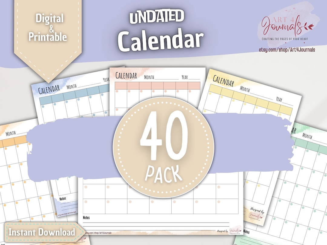 Undated Monthly Planner | Blank Calendar | Daily Planner Inserts | 10 ...