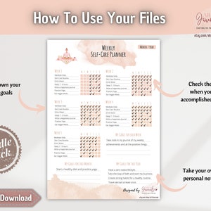 Self-care Checklist | Self-care Planner Inserts | Weekly and Monthly ...
