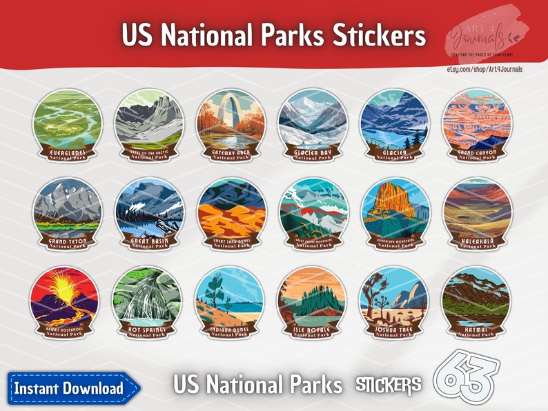 63 USA National Parks Stickers | Travel, Adventure, Hiking | for ...