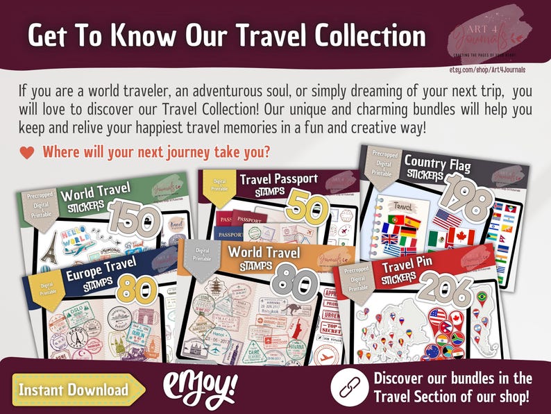 50 PASSPORT STAMPS & Digital Fun Passports for Goodnotes, Notability ...