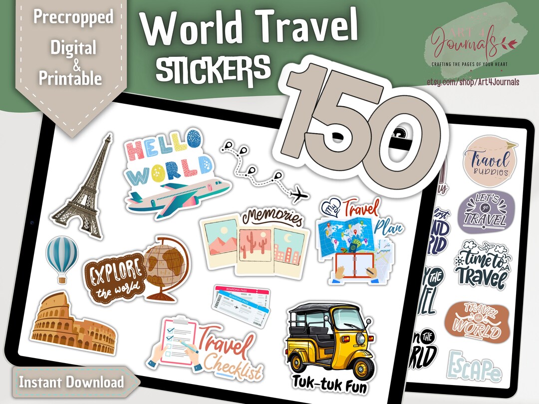 150 WORLD TRAVEL Stickers for Goodnotes, Notability, Xodo, Etc | Cute ...